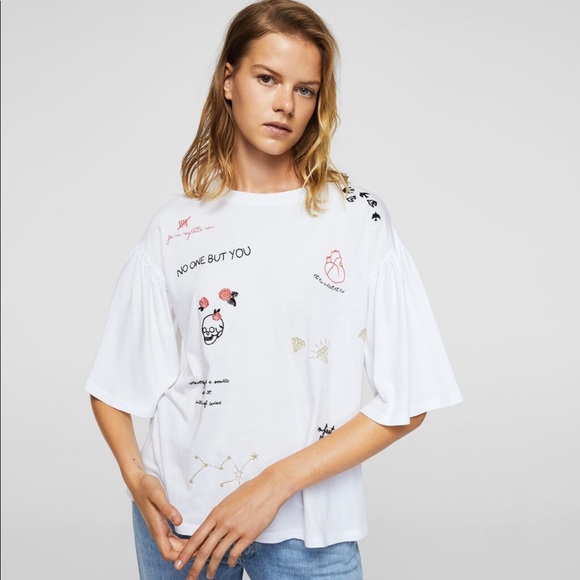 Mango | Tops | Mango Embroidered Tshirt | Poshmark